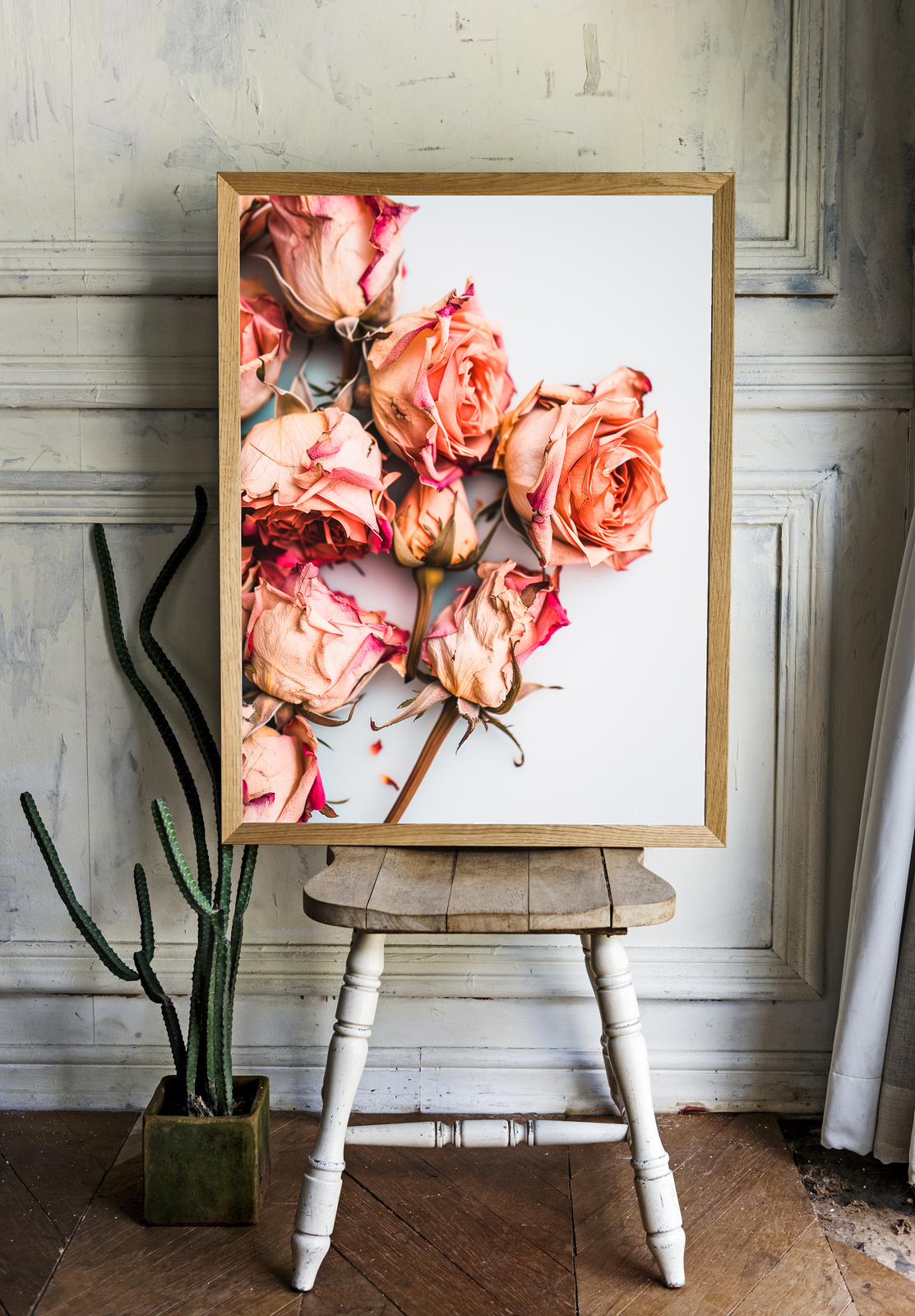 Постер "Сухие розы на белом" 60x90 без рамы