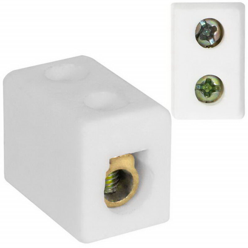 Клемма винтовая керамическая для проводов сечением 2.5 мм2, 1x1 контакт, 400 В, 10 А, -40.+450 °C,