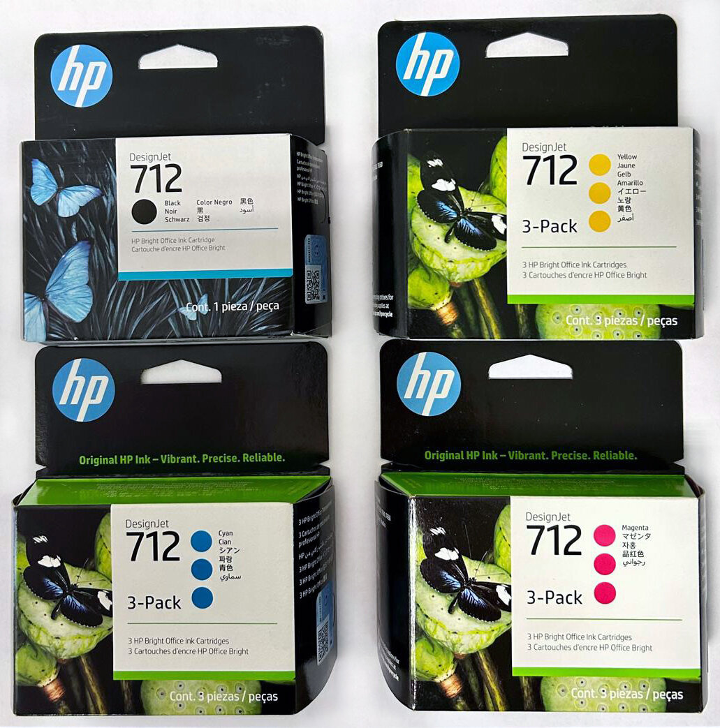 Картриджи HP 712 для принтеров, комплект из 4 штук