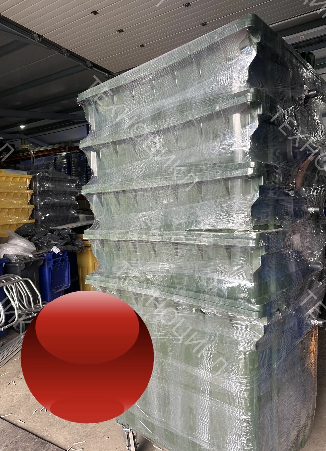 Мусорный бак красный 1,1м3 1100л стопка 2 ШТ. универсальный бак с крышкой и колесами