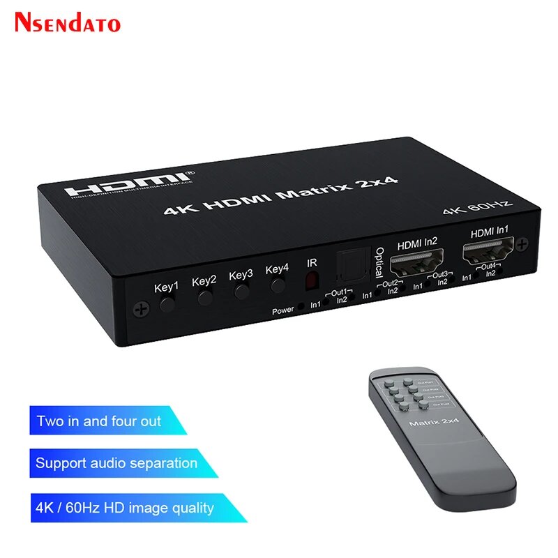 HDMI коммутатор Nsendato 2x4 4K 60Гц UK Plug