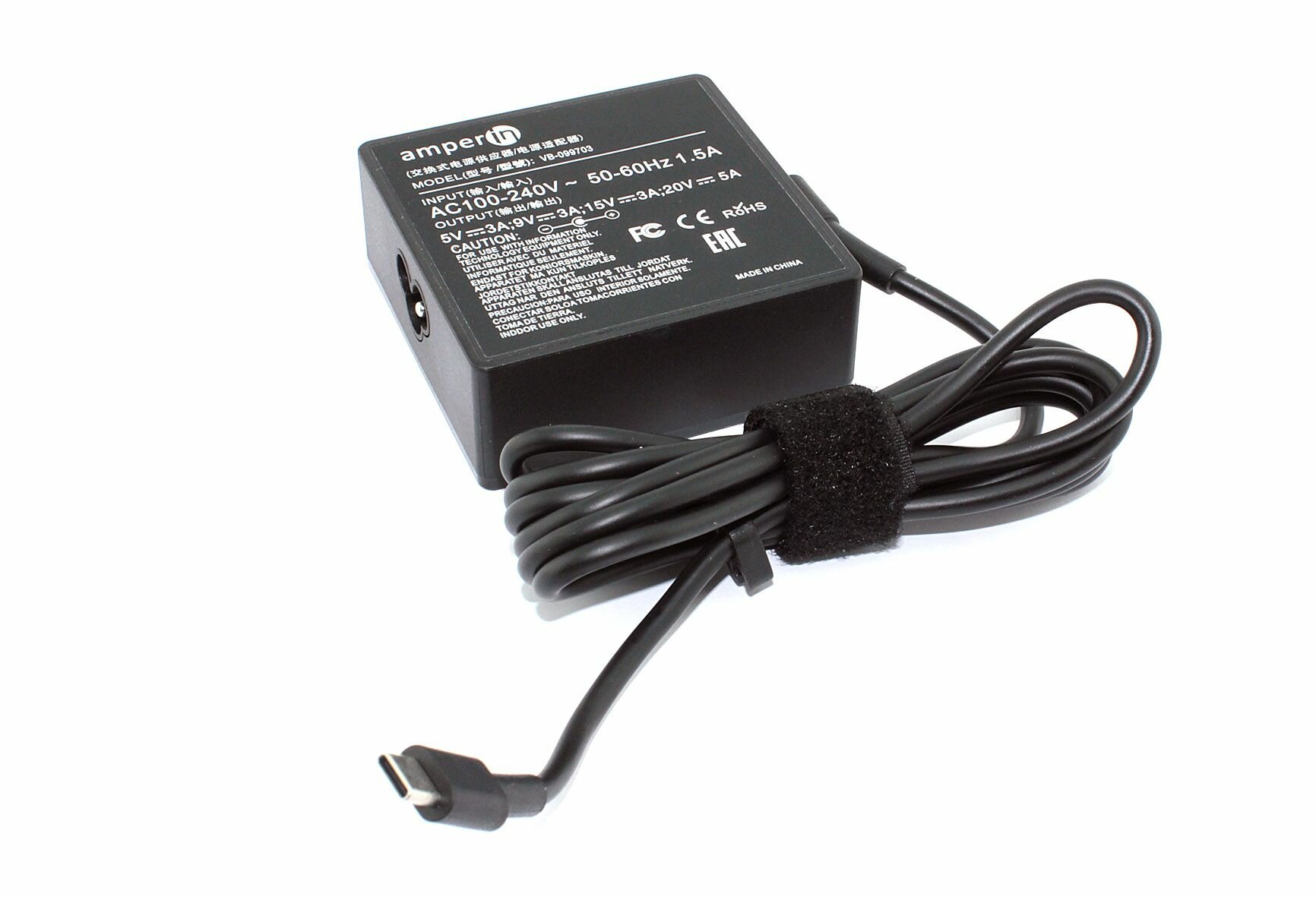 Блок питания (сетевой адаптер) Amperin 5V 3A - 20V 5A 100W Type-C квадратный корпус