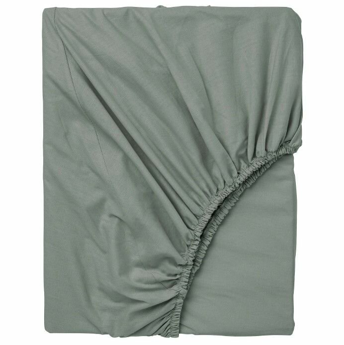 IKEA DVALA - натяжная простыня, белая