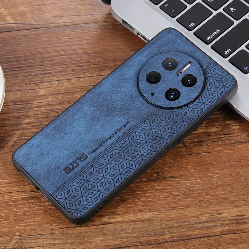 Чехол на Huawei Mate 50 Pro с принтом на Хуавей мате 50 про защитная кожаная накладка с узором (темно-синий)