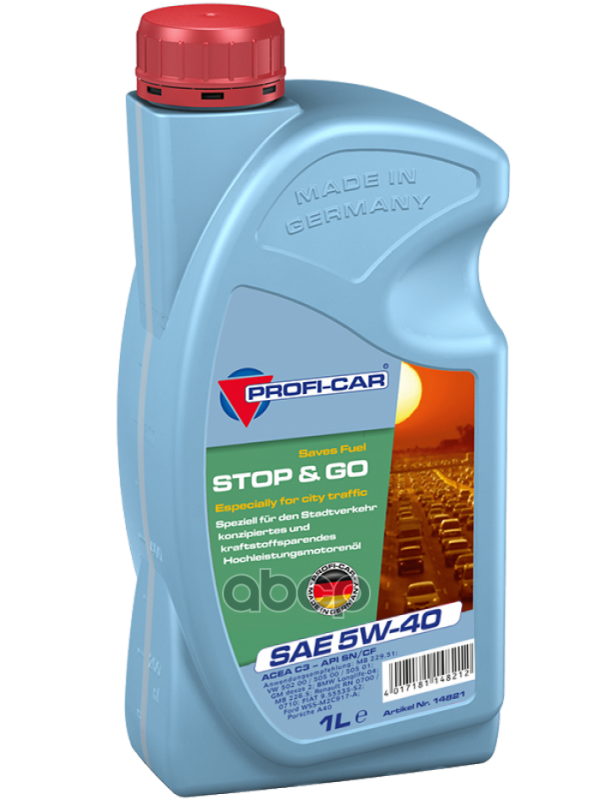 PROF 5W40 STOP&GO (1L) масло мотор! синтAPI SN/CF, ACEA C3, МВ 229.51/226.5, VW 50200/50500/50501, Dex2 PROFI-CAR арт. 14821