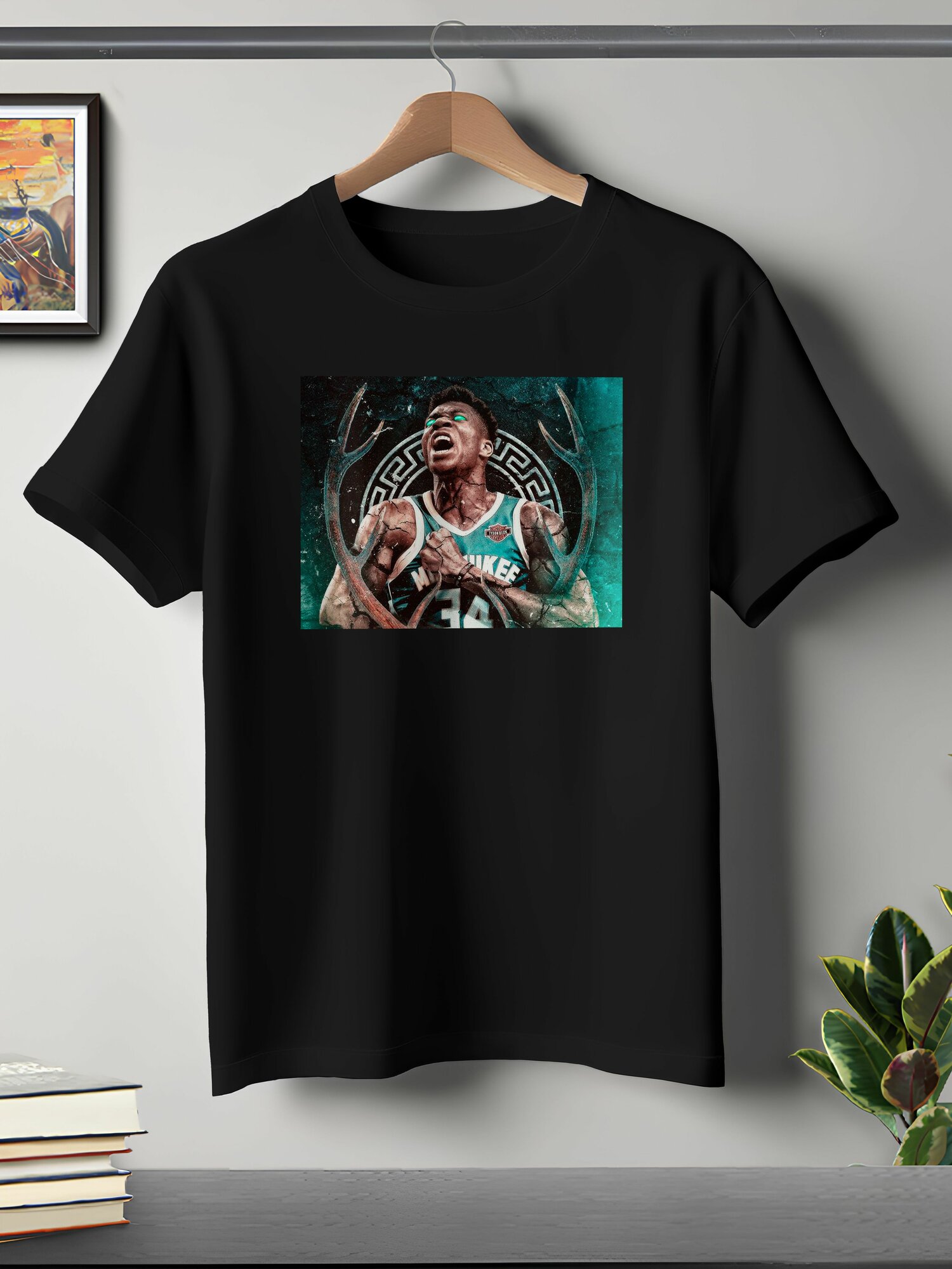 Футболка Детская ONEQ 128 (8-9) размер с принтом Яннис Адетокунбо, черная