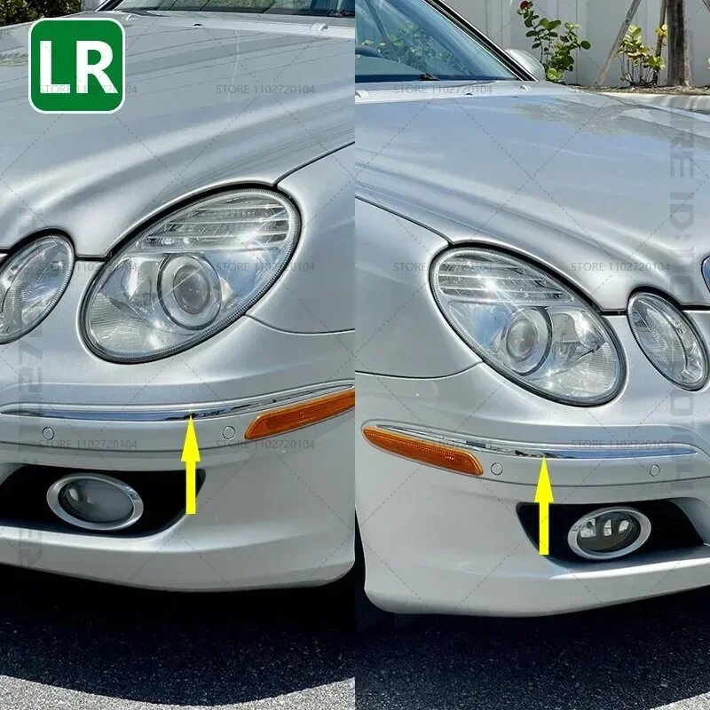 Для 2007-2009 W211 Mercedes Benz E320 E350 E550, E63 AMG Молдинг переднего бампера Хромированная полоса Накладка 2118852321 2118852421 Left and Right