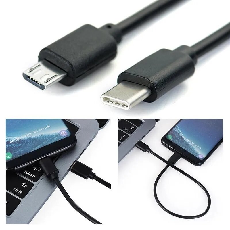 Кабель с разъемом Usb-C на Micro Usb Для Huawei, Micro B, Usb Type-c, шнур «Папа-папа», совместимый с Xiaomi