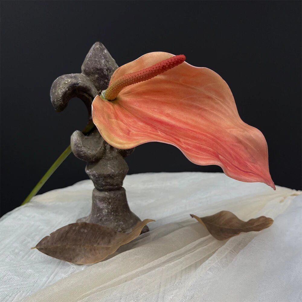 Искусственные цветы SunMade, винтажная ветка антуриума Retro Orange