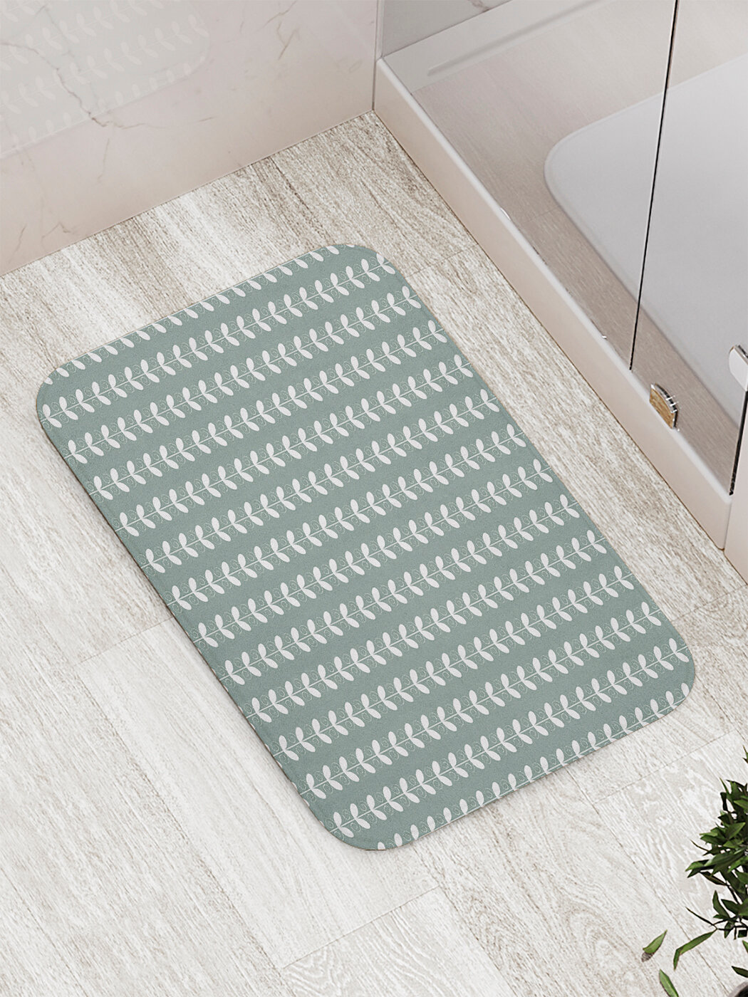 Коврик для ванной комнаты и туалета противоскользящий "Листья с усиками" 52х77 см, JoyArty