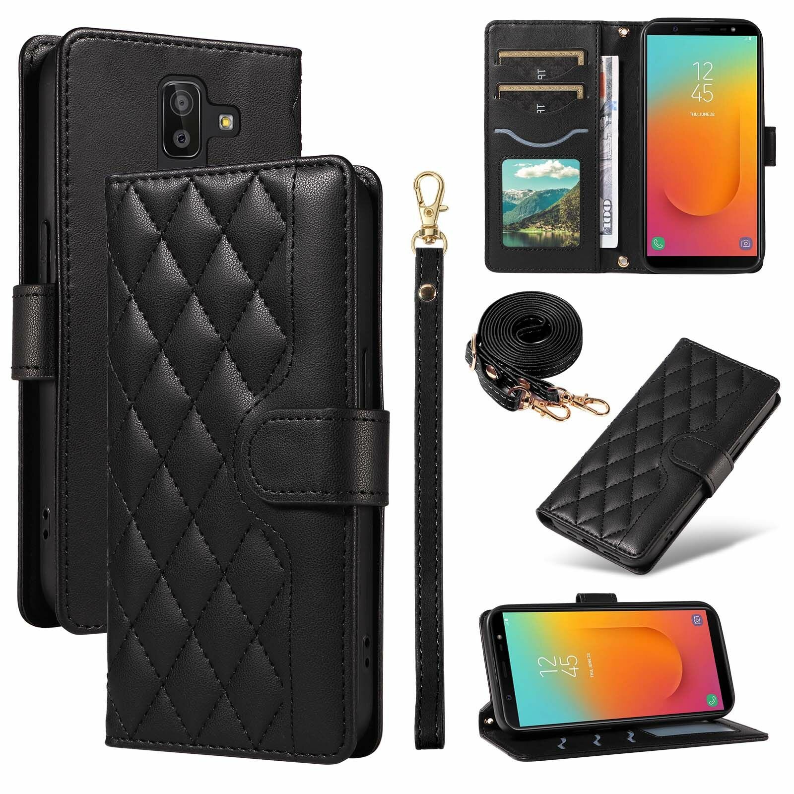 YIKATU Кожаный Чехол Для Samsung Galaxy J8 2018 (Самсунг Галакси Джей 8 2018) С визитницей из экокожи, модный, против падения, подарочный, элитный, книжка