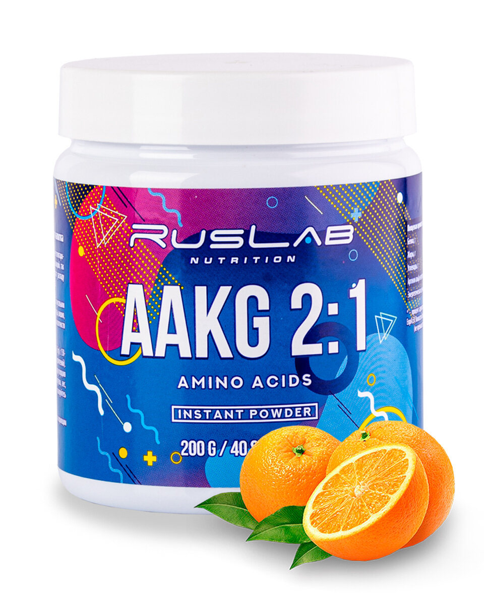 Аминокислота RusLab Nutrition, AAKG, 2:1, апельсин, без глютена