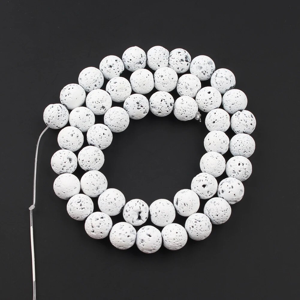 Бусины Куою из вулканической лавы 4 6 8 10 мм Белый, 4mm about 91pcs, White