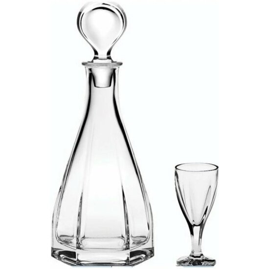Набор для вина Crystal Bohemia VICTORIA, 1 графин 750 мл + 6 рюмок (170 мл), хрусталь