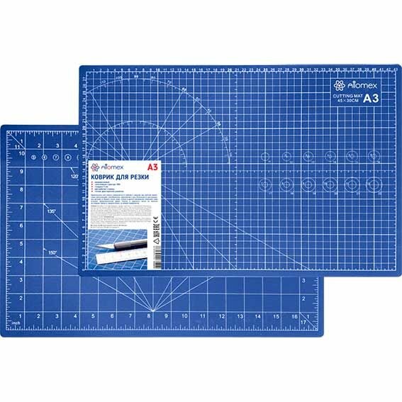 Коврик для резки Attomex А3 непрорезаемый, толщина 2 мм, двухсторонний, трехслойный, синий (4200406)
