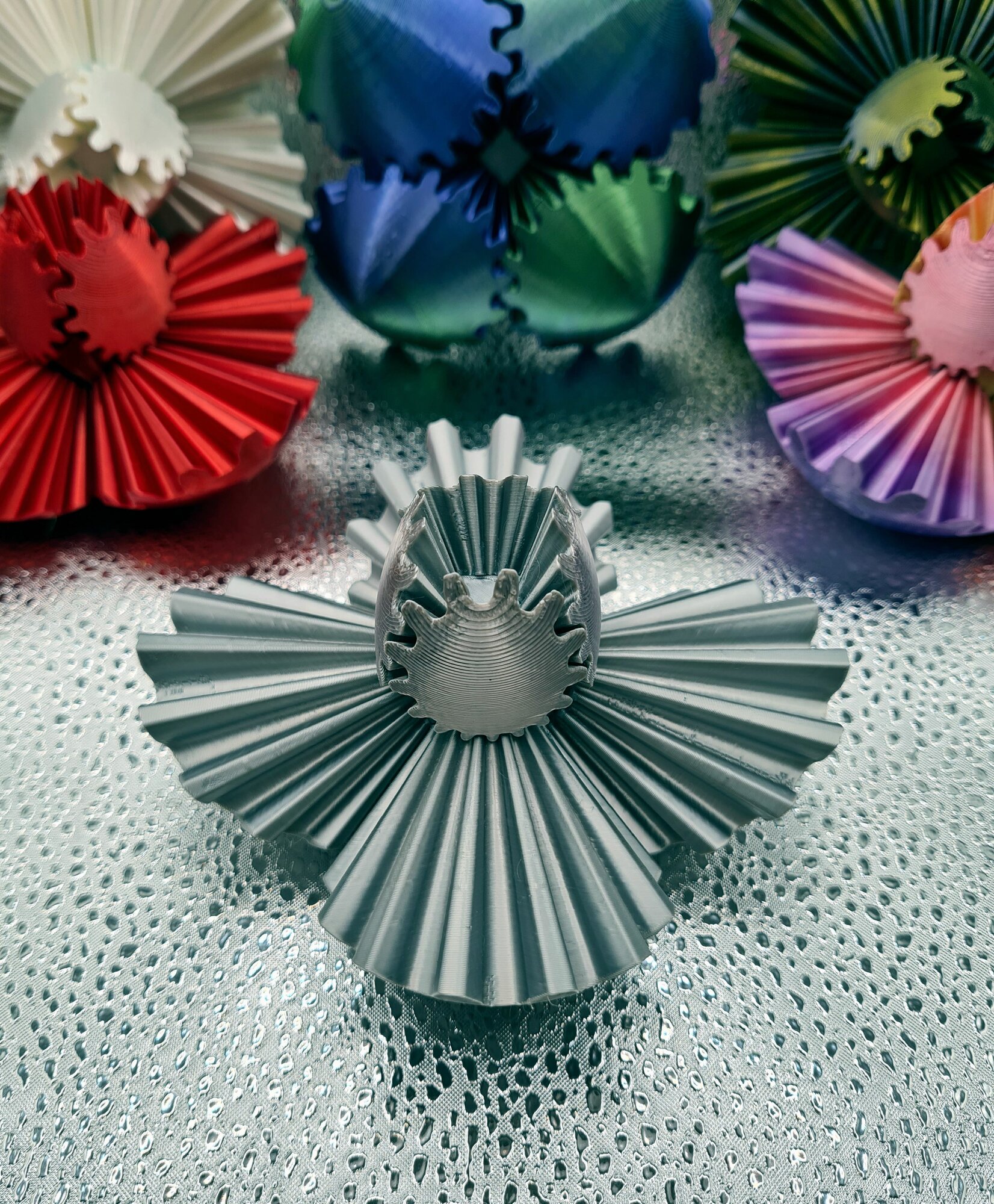 "Шар шестеренка". Игрушка антистресс. Диаметр 75мм. Цвет "Металлический".