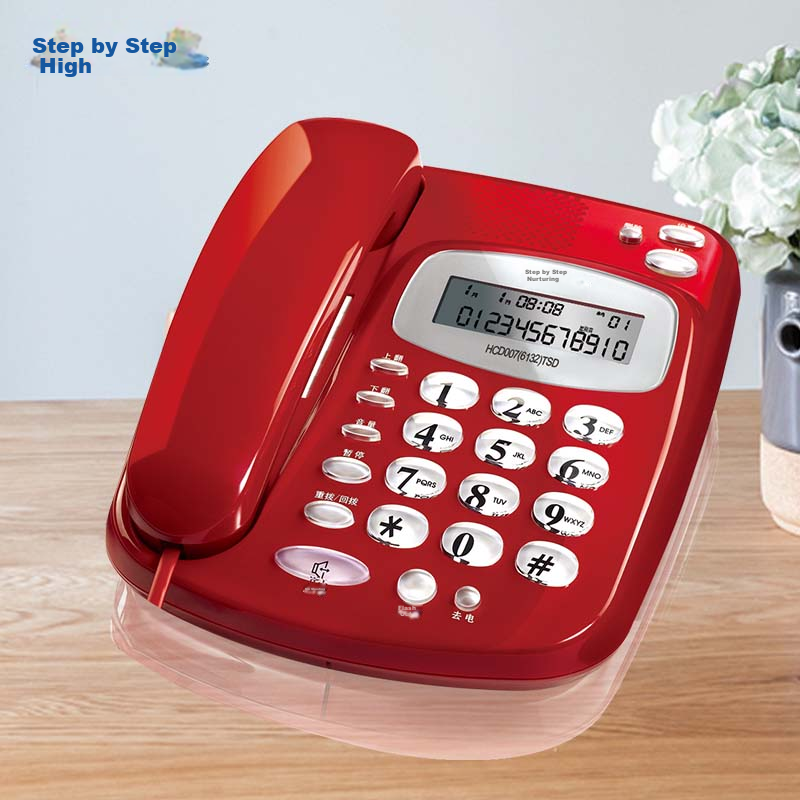 BBK Landline Telephone, Fixed-Line Phone for Office And Home Use, Backlit Large Buttons, Loud Ringtone, HCD6132 Red