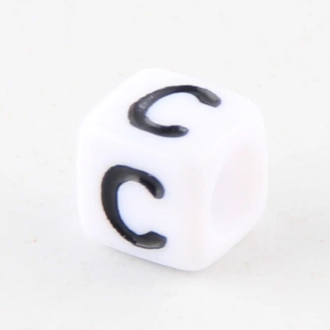 Акриловые квадратные бусины SONGKKO с буквами Белый, 100pcs, B08402-C