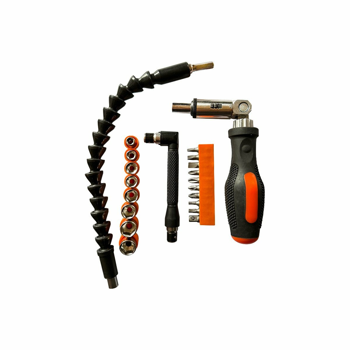 Набор отверток реверсивных Park 21 предмет с гибким удлинителем биты 25 мм 9 шт головки 5-12 мм