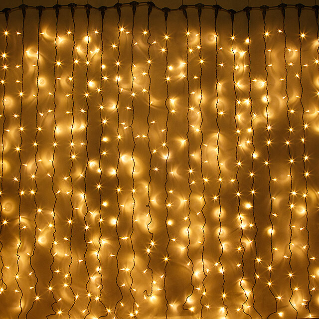 Светодиодный занавес Quality Light 2*2 м, 400 теплых белых LED ламп, черный ПВХ, соединяемый, IP44, BEAUTY LED, PCL402-11-2WW