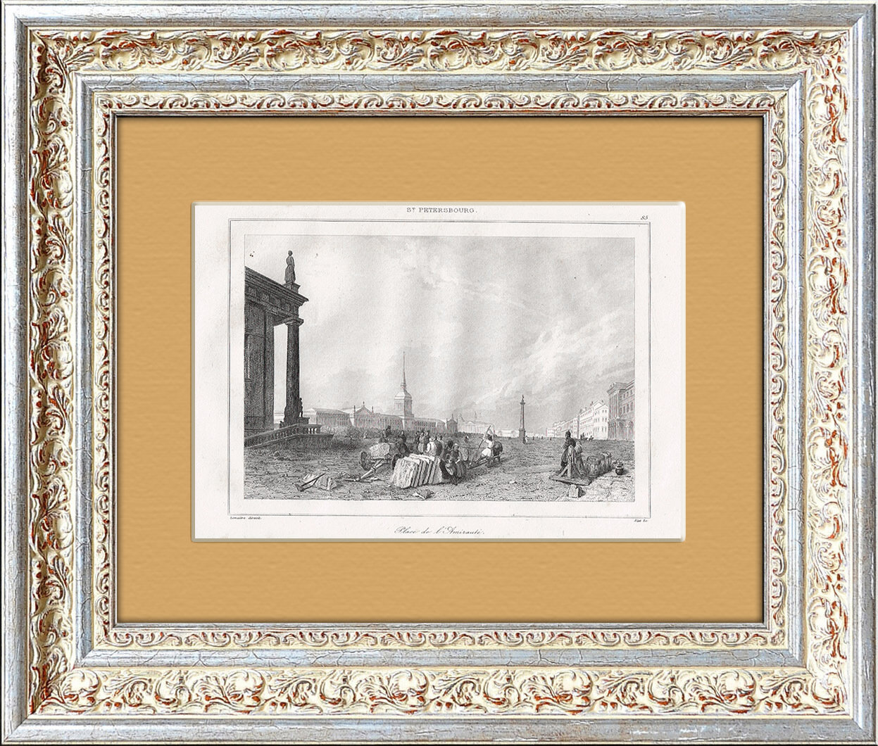 Санкт-Петербург: Адмиралтейская площадь, антикварная гравюра