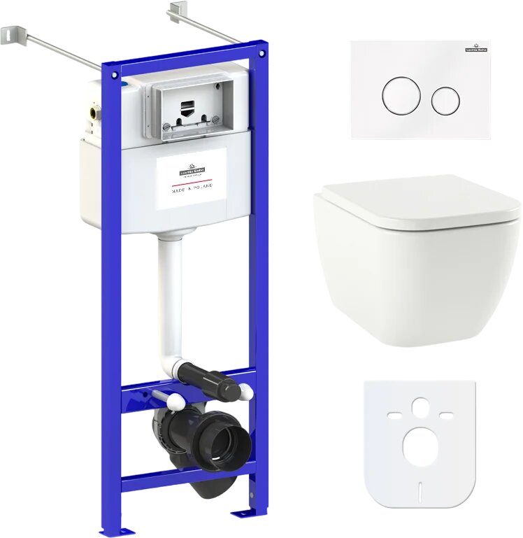 Комплект Lavinia Boho Унитаз подвесной One Rimless 3302103R / Крышка-сиденье One 33290200 с микролифтом / Инсталляция RelFix 38010020, Кнопка RelFix 3805004W белая, хром