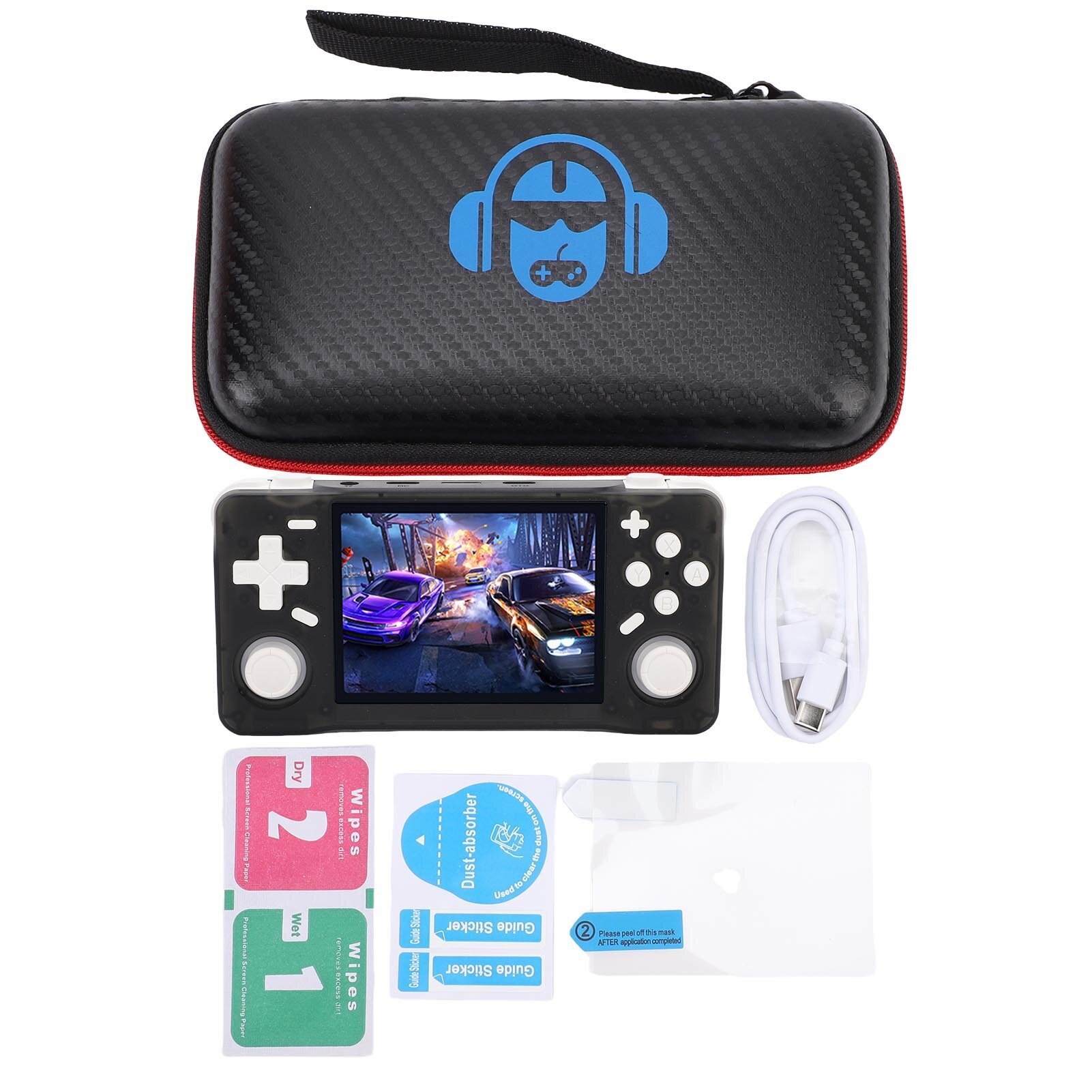 Retro Handheld Game Console Console 3,5 -дюймовая HD -экрановая игровая консоль, встроенная в несколько эмуляторов Портативный игровой игрок Прозрачный черный 64 ГБ