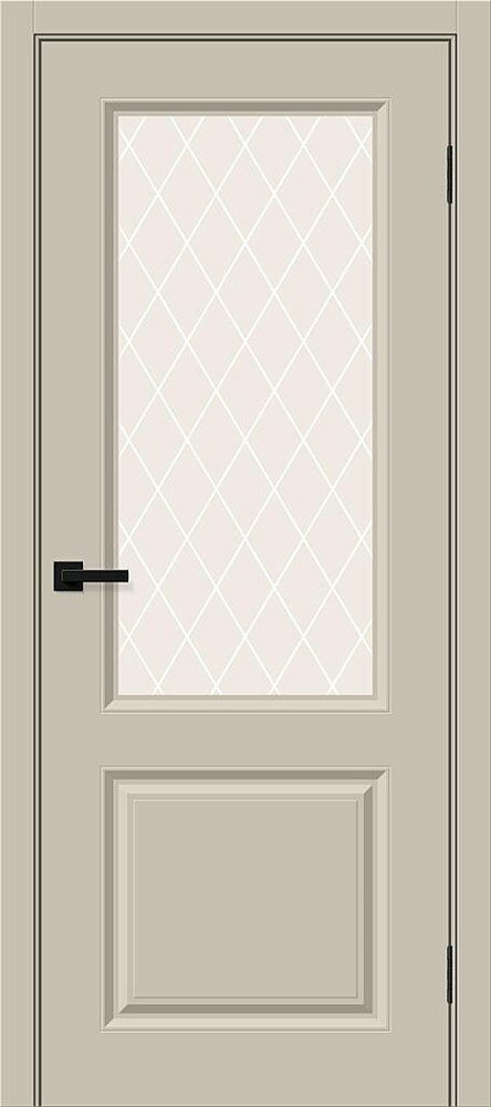 BRAVO Межкомнатная дверь 200*60, Скинни-13, Cream Pro / White Сrystal , Винил 200*60 Cream Pro