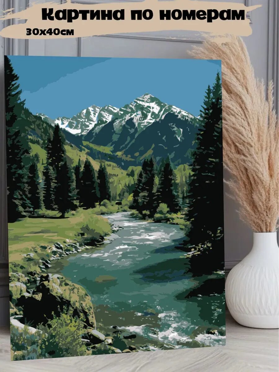 Картина по номерам горы природа река