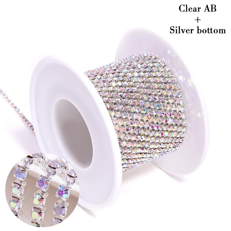 Цепочка страз Crystal AB-Silver, 10 ярдов