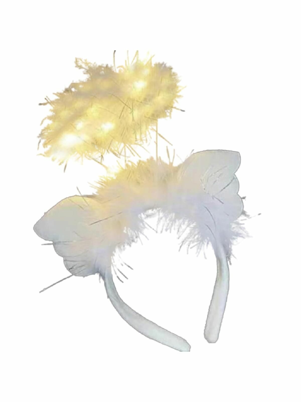 Светящийся ободок с перьями, Повязка на голову Ангела белого цвета