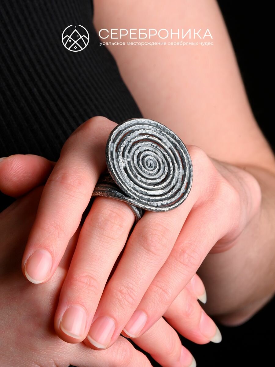 Кольцо широкое, серебро, 925 проба, чернение
