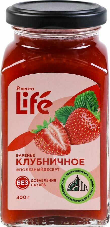 Варенье лента LIFE Клубничное, без сахара, 300г x 3 упаковки