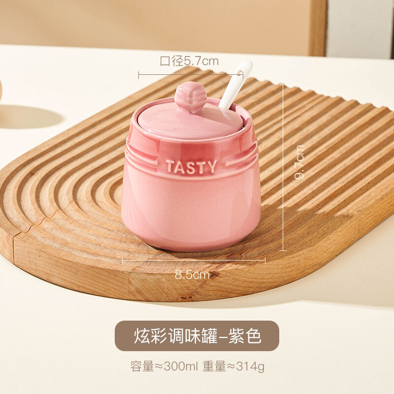 Высококачественная керамическая бутылка для приправ с ложкой для кухонного использования, влагонепроницаемая коробка для приправ для масла, чили, MSG, соли и других специй
