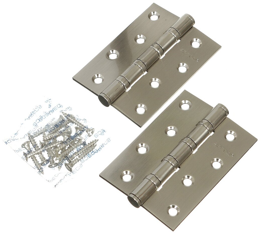 Петля накладная для металлических дверей, Apecs, 100х70 мм, B4-Steel-NIS, 00013731, сатин, матовый никель