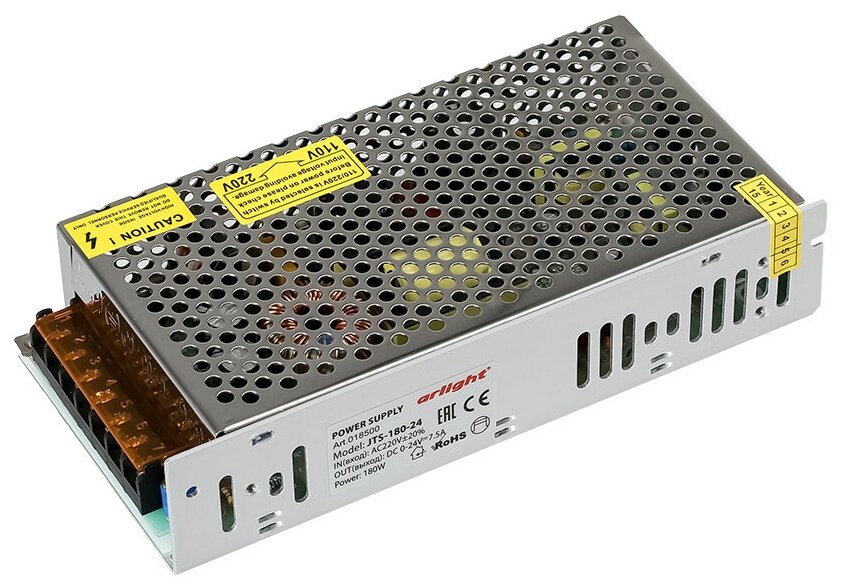 018500 Блок питания JTS-180-24 (0-24V, 7.5A, 180W) (ARL, IP20 Сетка)