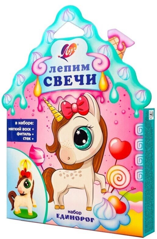 Набор для изготовления свечей Луч Единорог, мягкий воск 6 цветов, фитиль, стек (30С 1907-08)