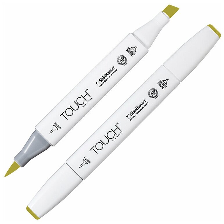 Маркер TOUCH BRUSH двухсторонний на спиртовой основе 224 зеленый оливковый бледный