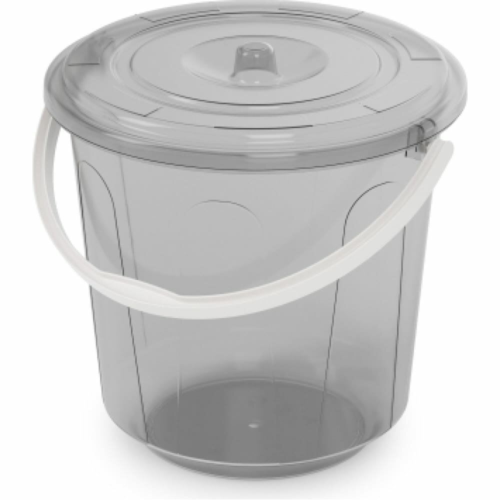 Хозяйственное пластиковое ведро с крышкой, ударопрочное, усиленное, круглой формы, оснащённое удобной ручкой