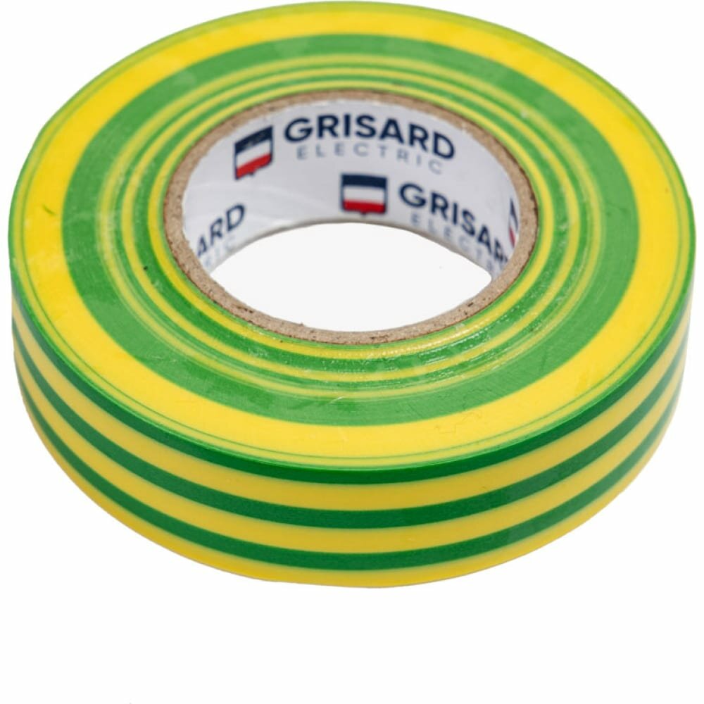 Универсальная изолента Grisard Electric 0,18x19 мм, желто-зеленая, 20 м, 10 шт. GRE-013-0005