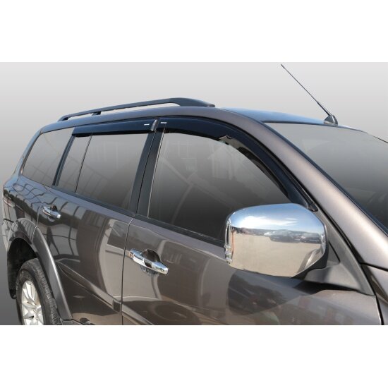 Дефлекторы Voron Glass серия CORSAR для Mitsubishi Pajero Sport 2008-н. в. , внедорожник, накладные, скотч , к-т 4 шт.