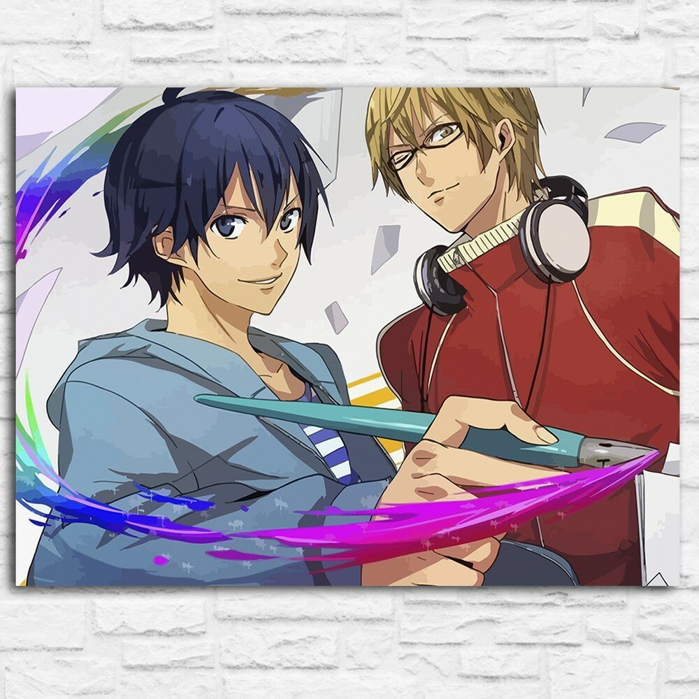 Картина по номерам на холсте аниме Bakuman (Anime, manga, Бакуман) - 15066 Г 30x40