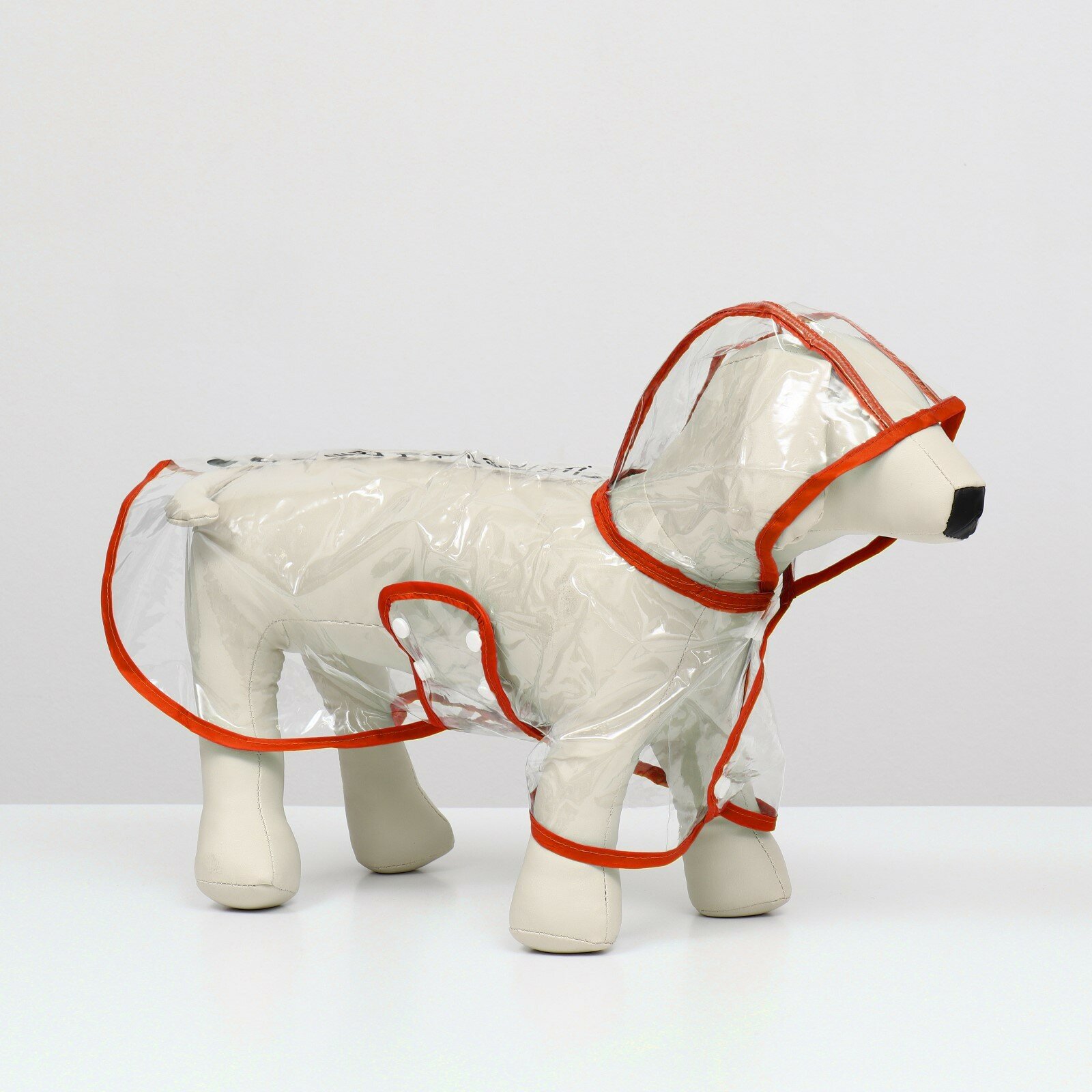 Дождевик для собак, размер M, ДС 26, ОГ 38-41, ОШ 40 см, красный