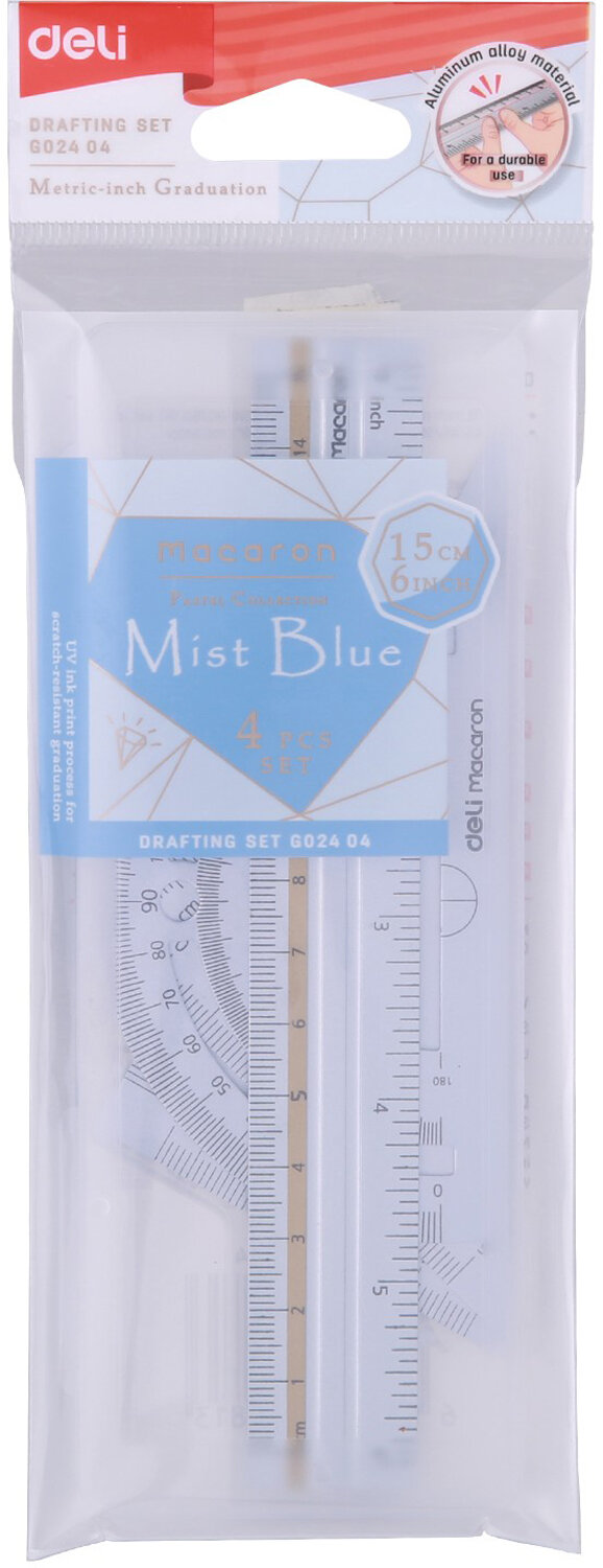 Набор линеек "Deli Macaron" алюминий (EG02404)