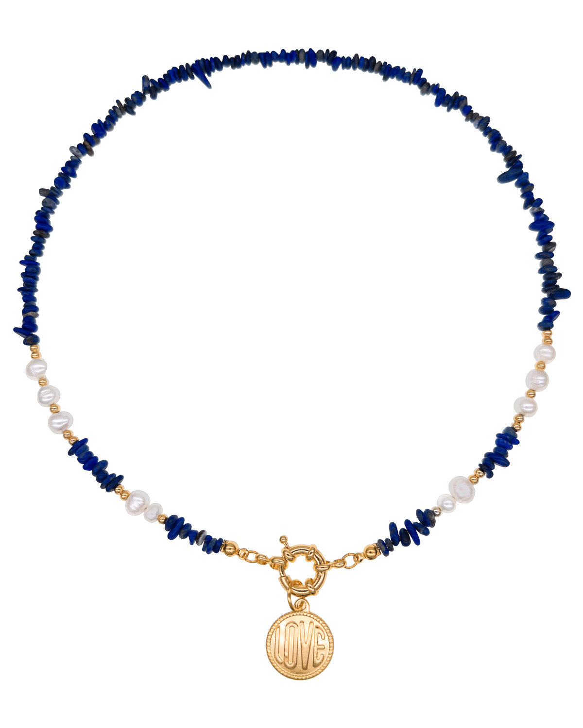 Колье, жемчуг пресноводный, лазурит