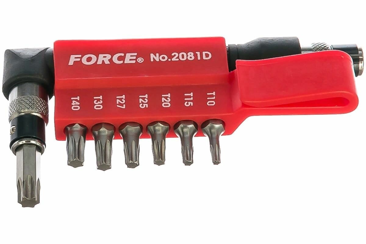 Г-образная отвертка с комплектом Torx бит 1/4" 8 предметов FORCE 2081D