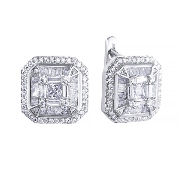 Серьги, серебро, 925 проба, фианит