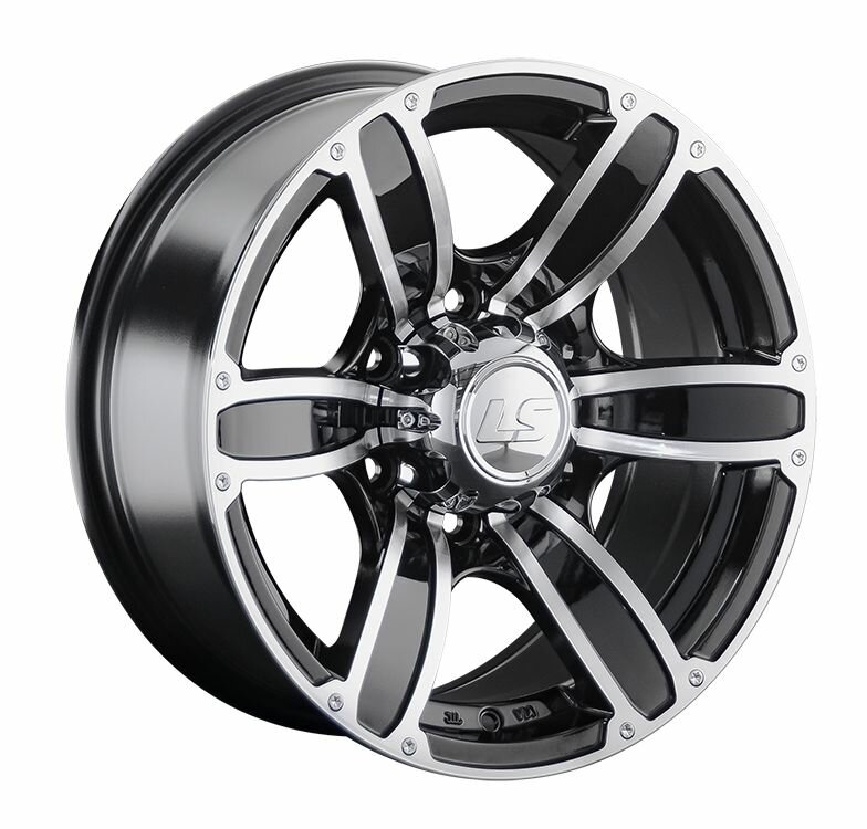 Колесный диск LS LS766 16x8" PCD6x139,7 ET10 D107,1 черный глянцевый с полированными лучами