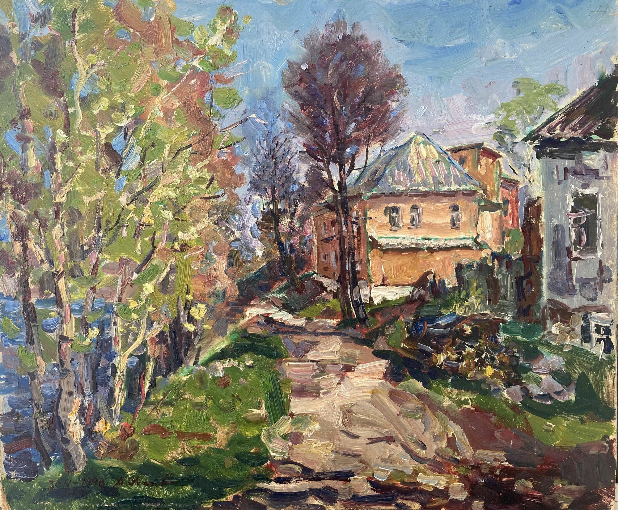 ART-Salon at Oktyabrskaya картина авторская "Заволжье", 37х44 см, оргалит/масло