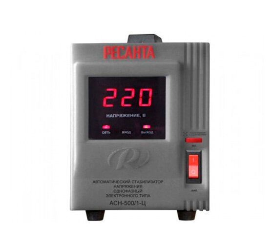 Стабилизатор напряжения АСН-500/1-Ц 220В, 500 Вт, релейный с цифр. диспл, Ресанта